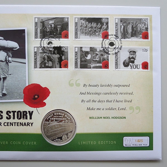2014 A Soldier's Story First World War Centenary Silver 5 Pounds Coin ...