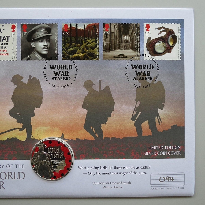 2018 The First World War Centenary Silver Proof 5 Pounds Coin Cover ...