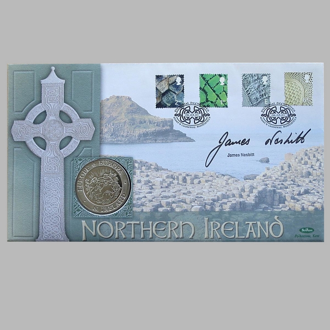 2001 Northern Ireland 25ecu Coin Cover - Benham First Day Cover - Signed