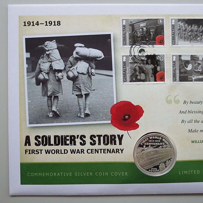 2014 A Soldier's Story First World War Centenary Silver 5 Pounds Coin ...