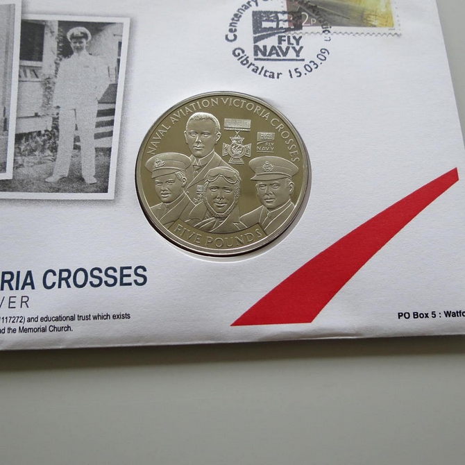 2009 100 Years of Naval Aviation Victoria Crosses 5 Pounds Coin Cover ...