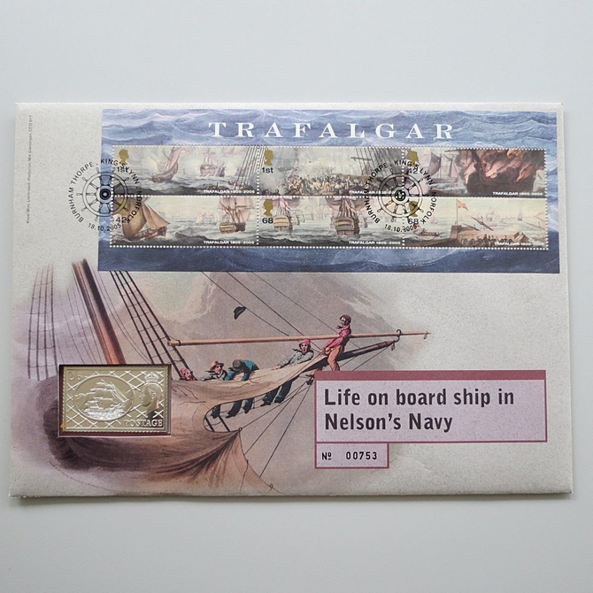2005 Battle of Trafalgar Silver Ingot Postage Stamp Cover - Royal Mail ...