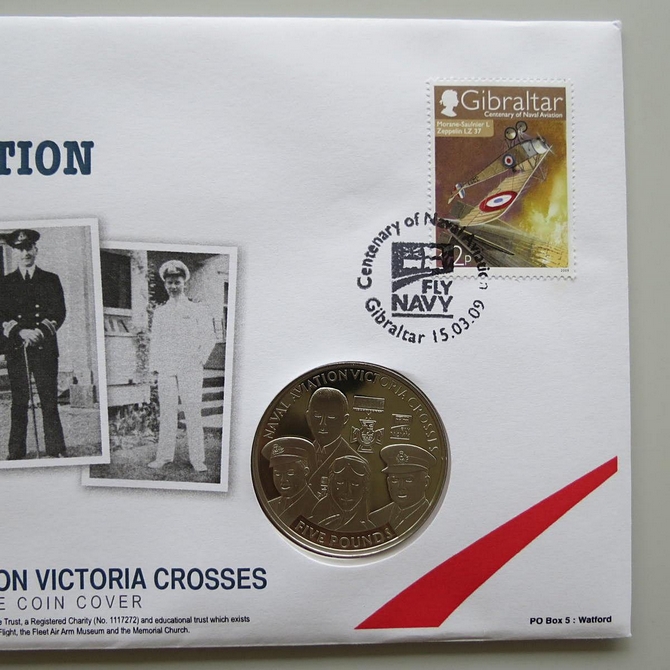 2009 100 Years of Naval Aviation Victoria Crosses 5 Pounds Coin Cover ...